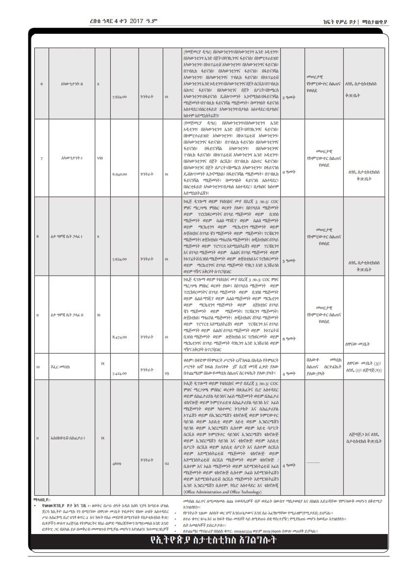 Ethiopian Statistical Service Job Vacancy Announcement - Sheger Jobs